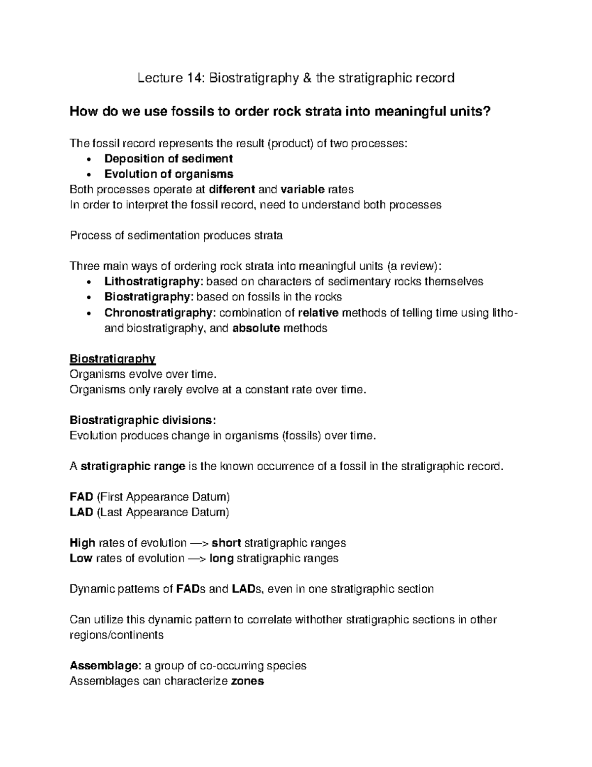 Lecture 14 2016 Biostratigraphy - Lecture 14: Biostratigraphy &amp; the ...