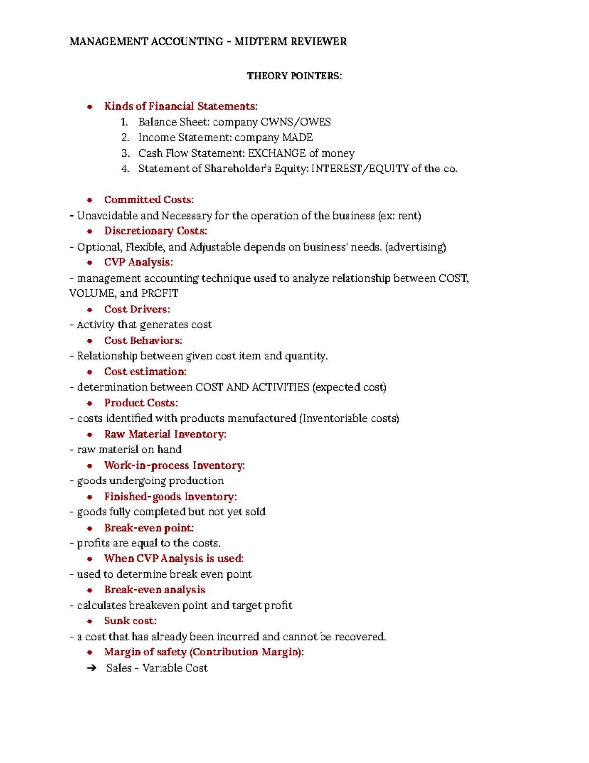 Man accounting - MANAGEMENT ACCOUNTING - MIDTERM REVIEWER THEORY ...