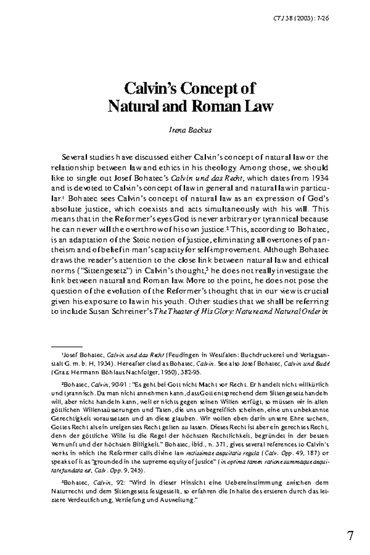10. Calvins Concept of Natural and Roman Law Author Irena Backus ...