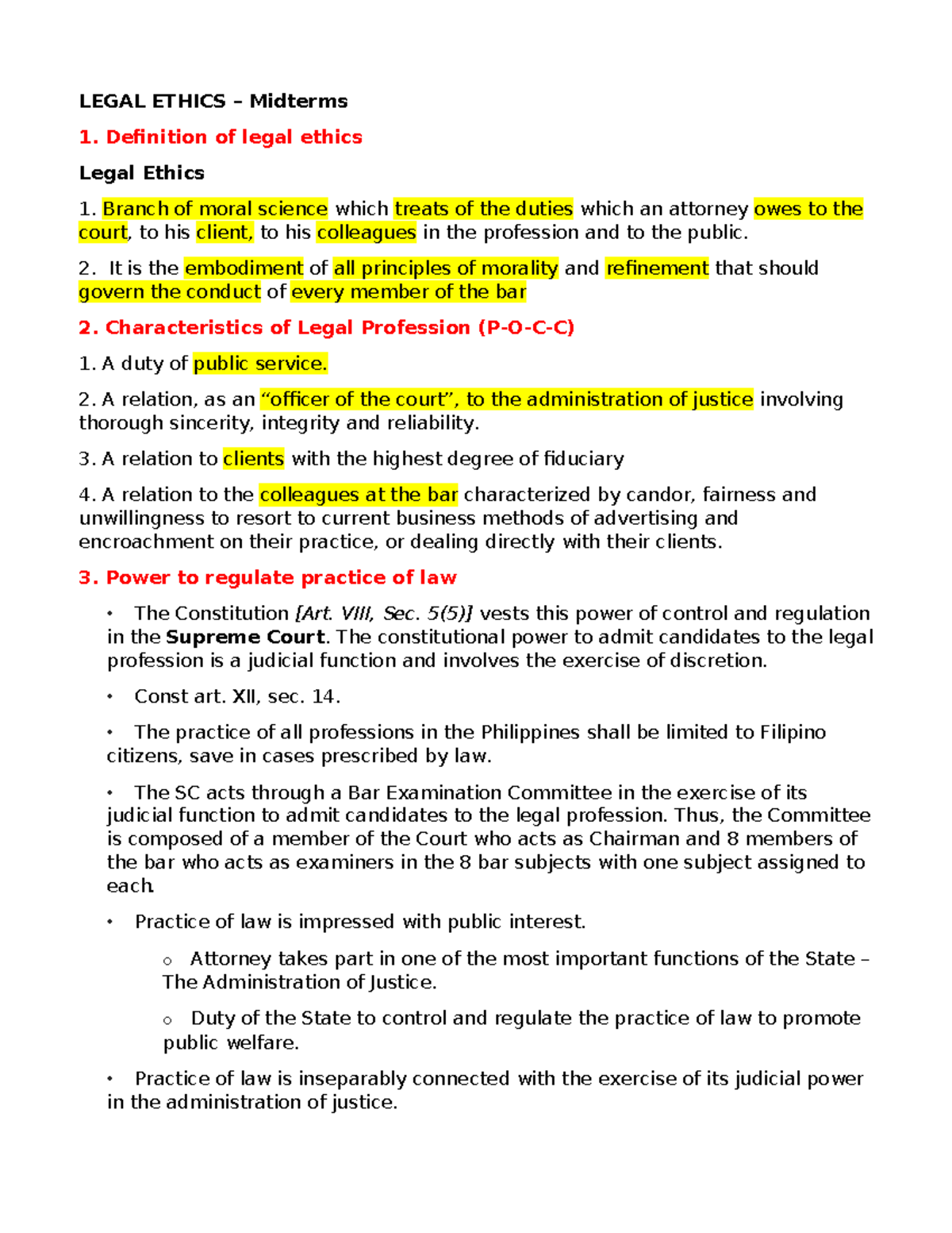 Legal Ethics Midterms Edited - LEGAL ETHICS – Midterms Definition of ...