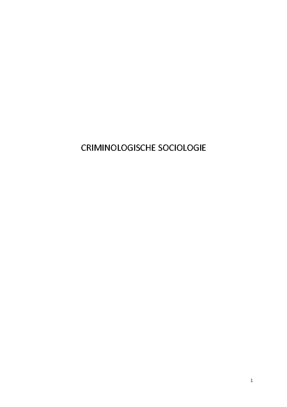 Criminologische Sociologie Inleiding In De Sociologie En