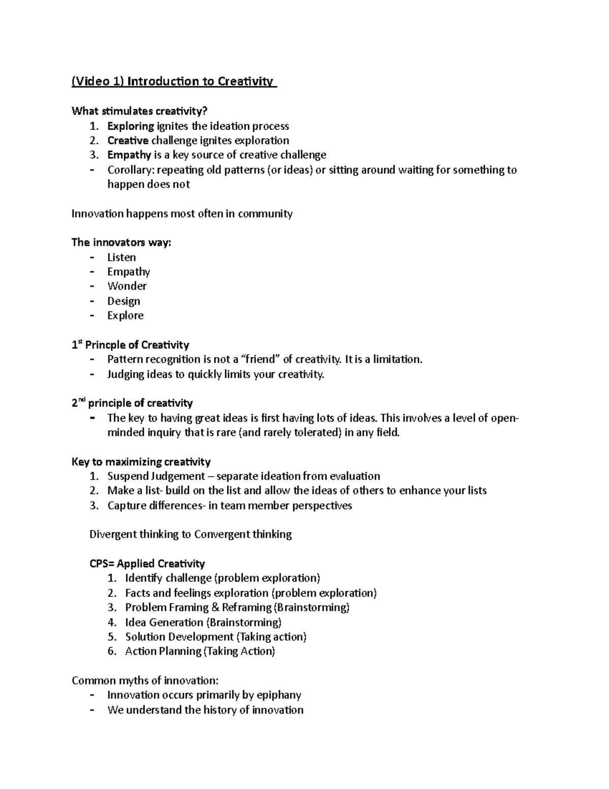 Week 1 Introduction to Creativity ENT301 - (Video 1) Introduction to ...