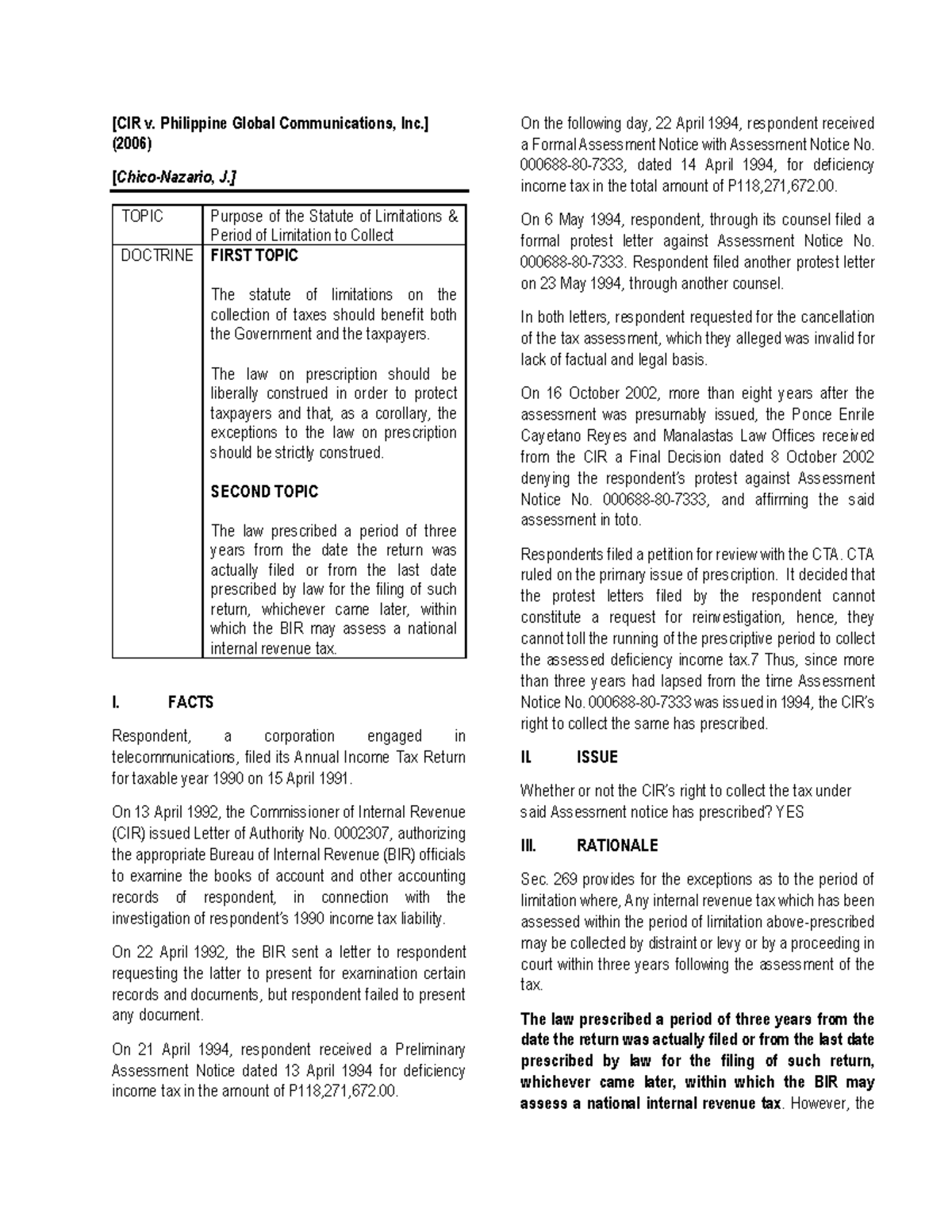 8 30. CIR v Philippine Global Communications, Inc - [CIR v. Philippine ...
