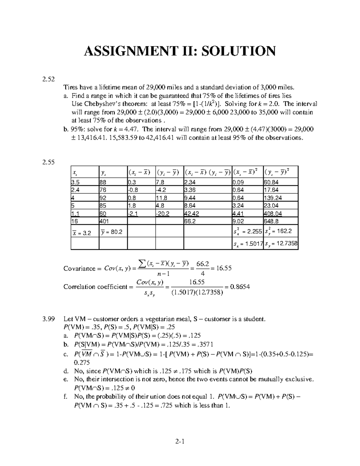 Assignment 2ECO2122 Solution - 2- ASSIGNMENT II: SOLUTION Tires have a ...