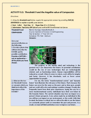 Activity 8.2 Threshold Assessment- Threshold 8 and Conscience - BIG HISTORY 2 ACTIVITY 8 ...