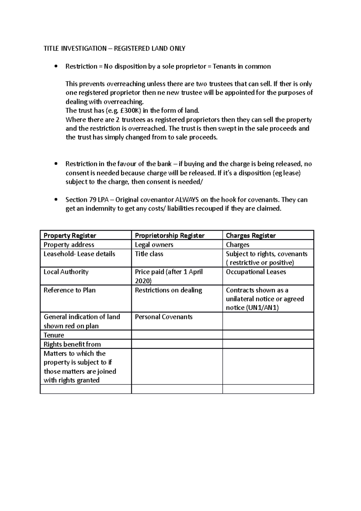 Title Investigation - TITLE INVESTIGATION – REGISTERED LAND ONLY ...