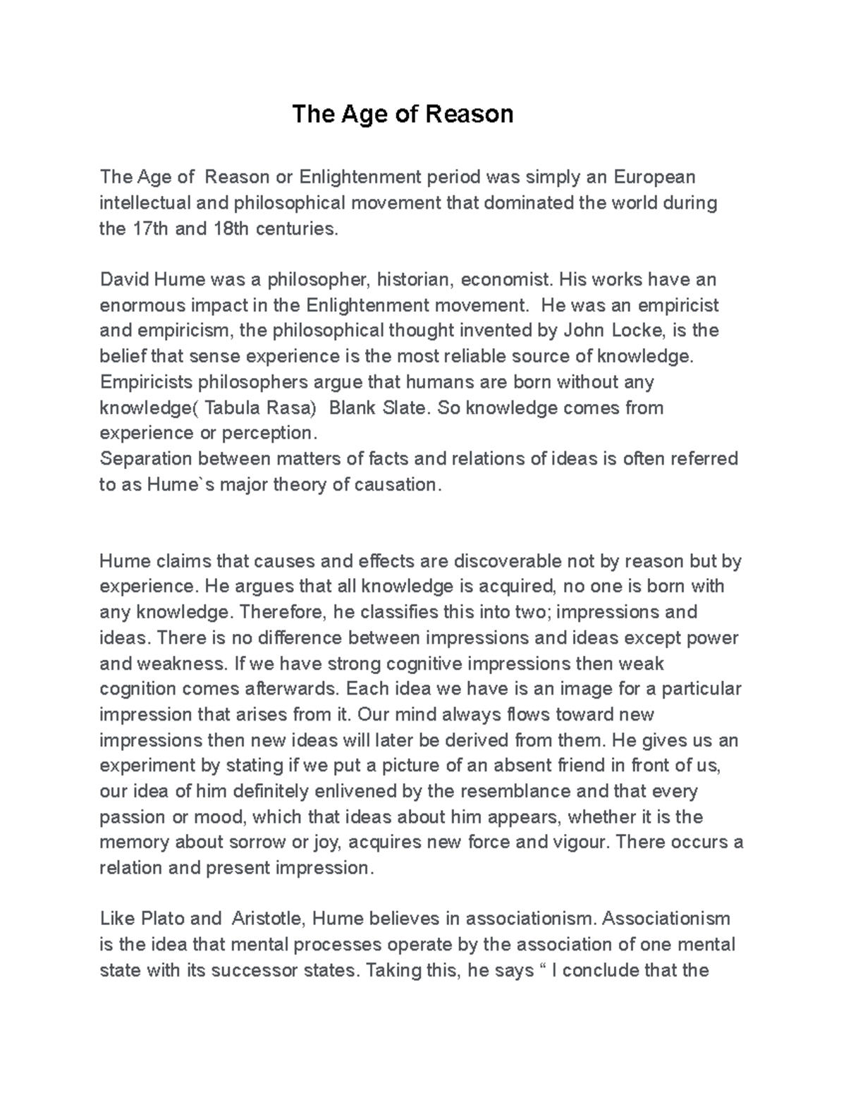 The Age of Reason - The Age of Reason The Age of Reason or ...