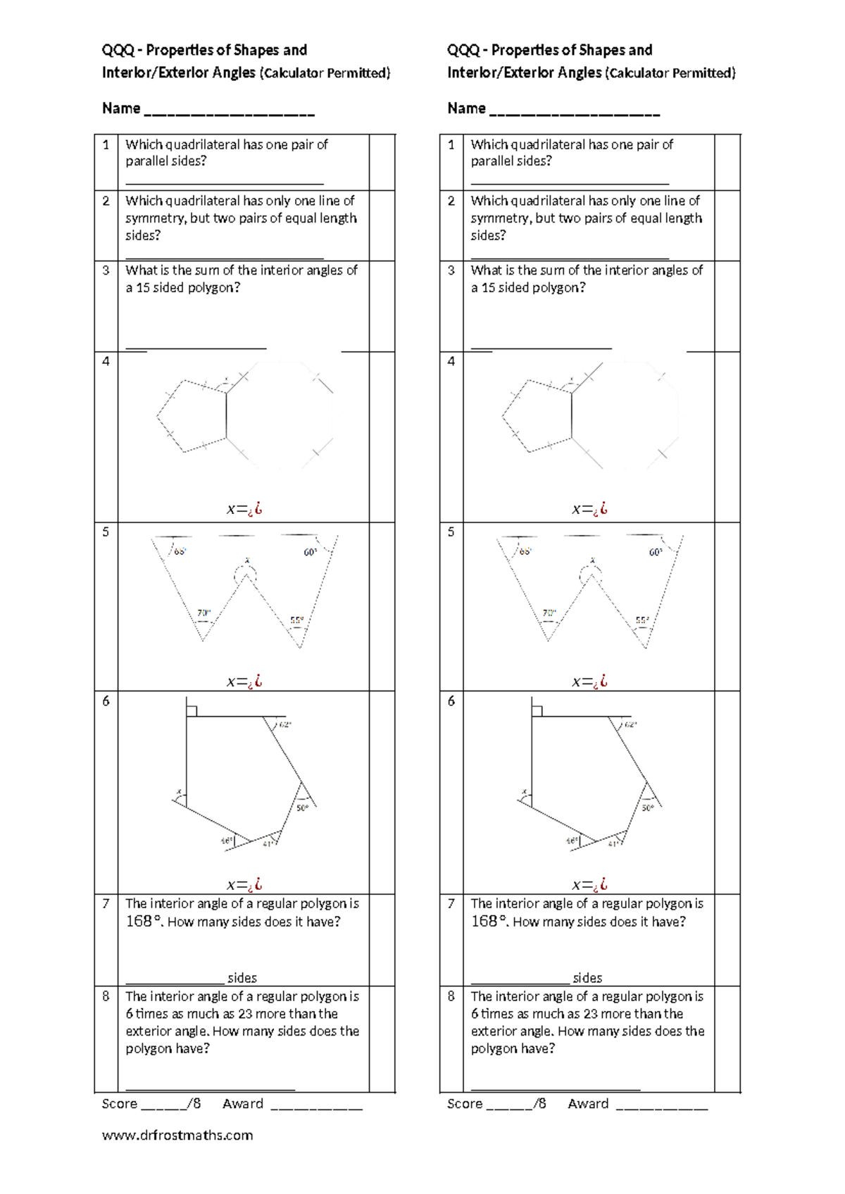 QQQ-GCSE-Interior Exterior Angles - QQQ - Properties of Shapes and ...