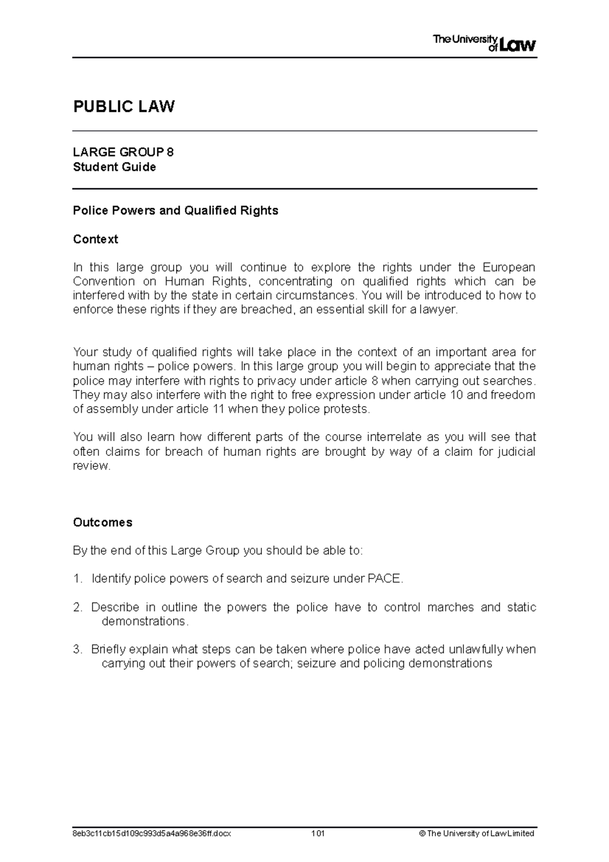 Police Powers and Qualified Rights in Public Law - Studocu