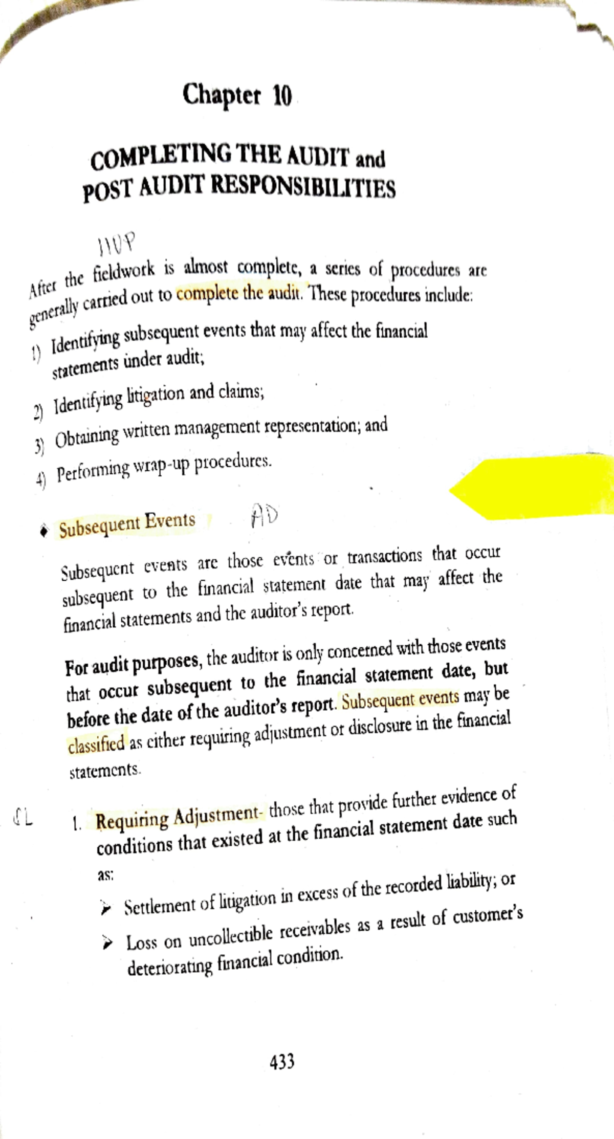 Chap 10 - aud theo - Bsa - (L cOMPLETING THE AUDIT and POST AUDIT RESPONSIBILITIES Chapter 10 e ...