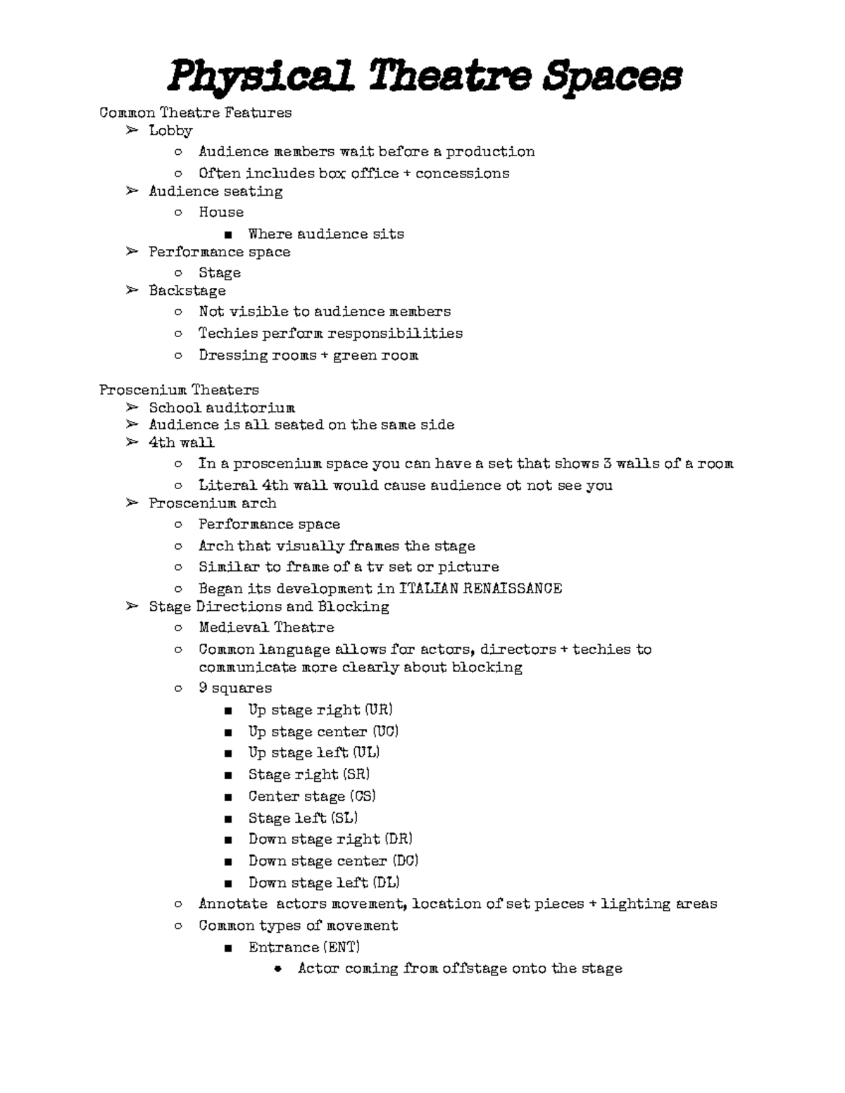 Module 4 Book Notes - Common Theatre Features Lobby Audience members ...
