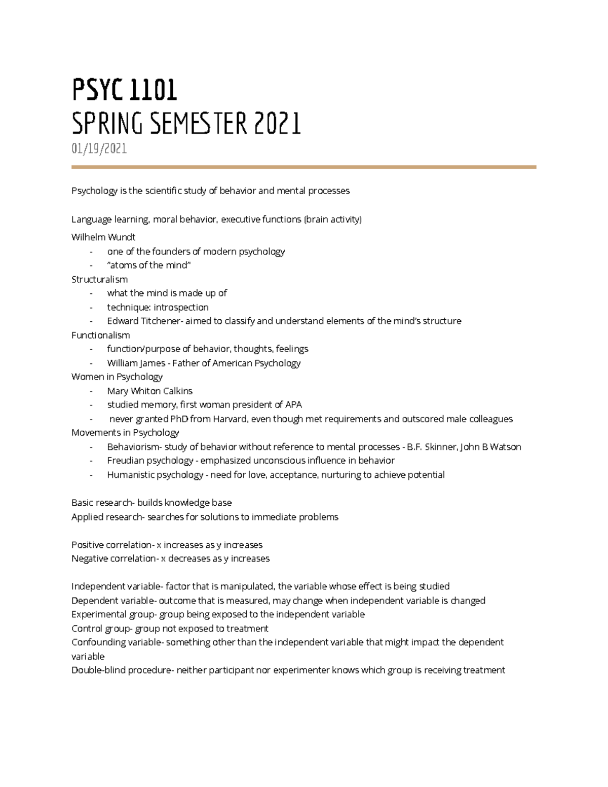 Exam 1 - Information from lectures including vocabulary, definitions ...