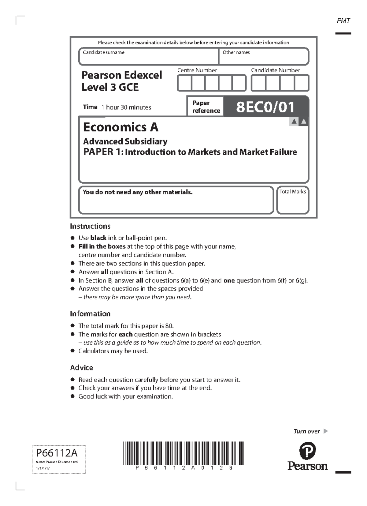 June 2022 QP - ECON ECON EOCN - P66112A0128 Turn over Pearson E d excel ...