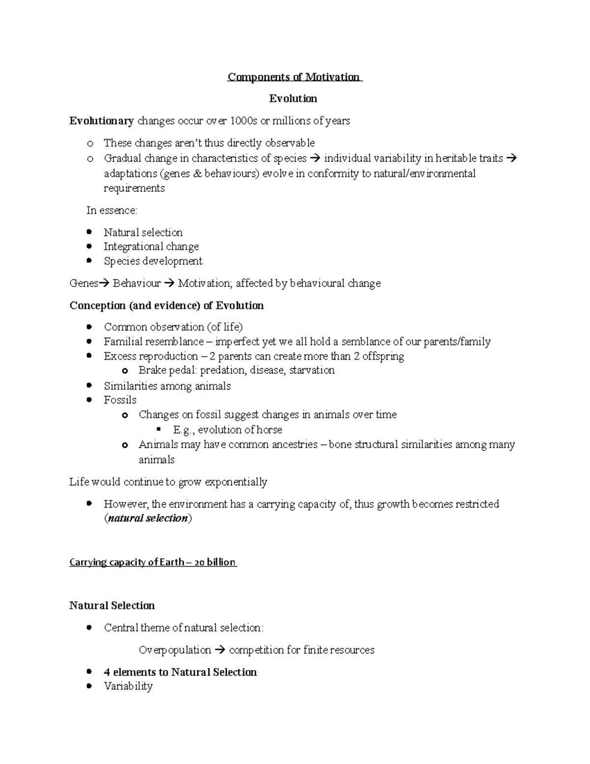 Week 2 Components of Motivation [Evolution] - Components of Motivation ...