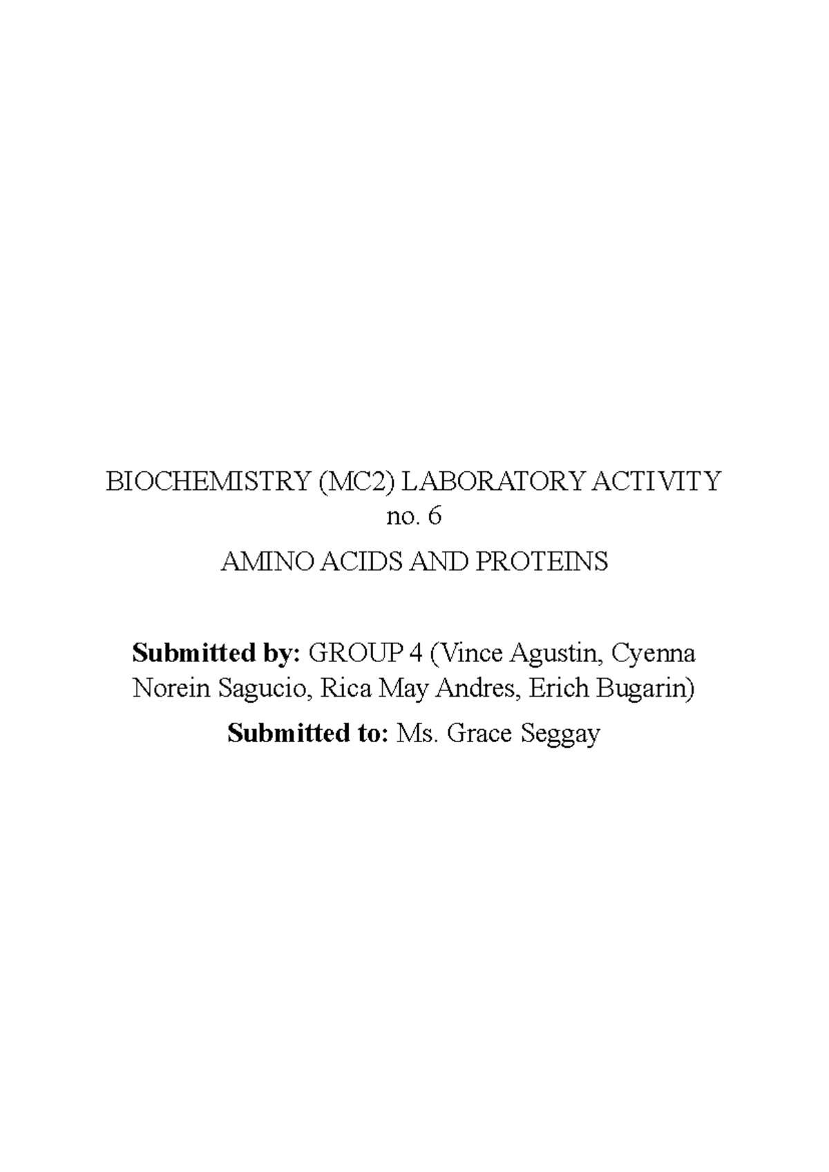 Biochemistry - Books - BIOCHEMISTRY (MC2) LABORATORY ACTIVITY no. 6 ...