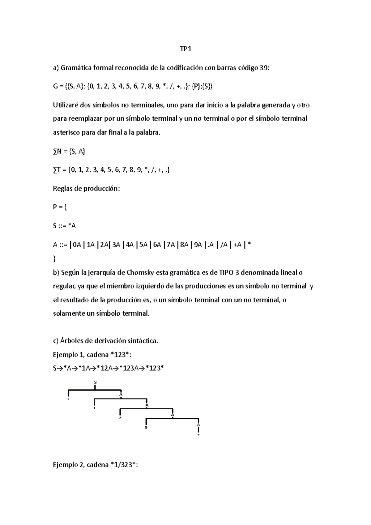 Lenguaje Formales y computabilidad TP1 - TP a) Gramática formal ...