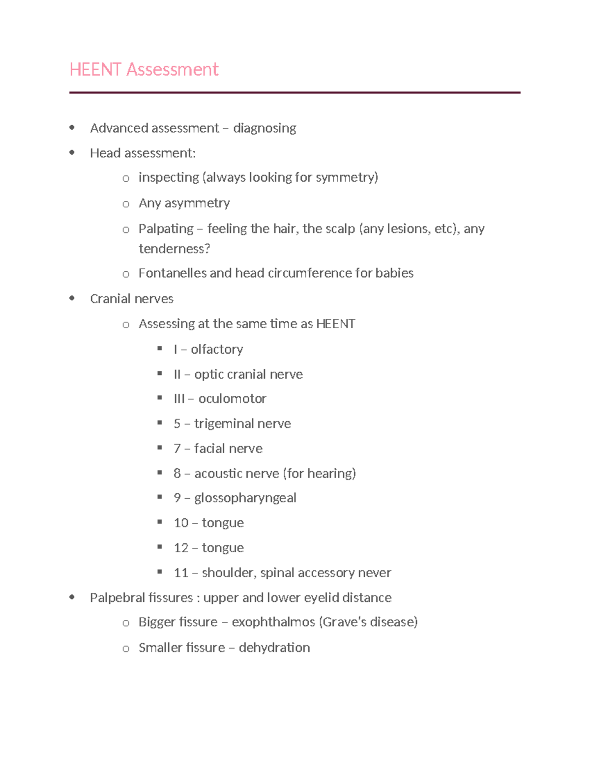 Heent Assessment - HEENT Assessment Advanced assessment – diagnosing ...