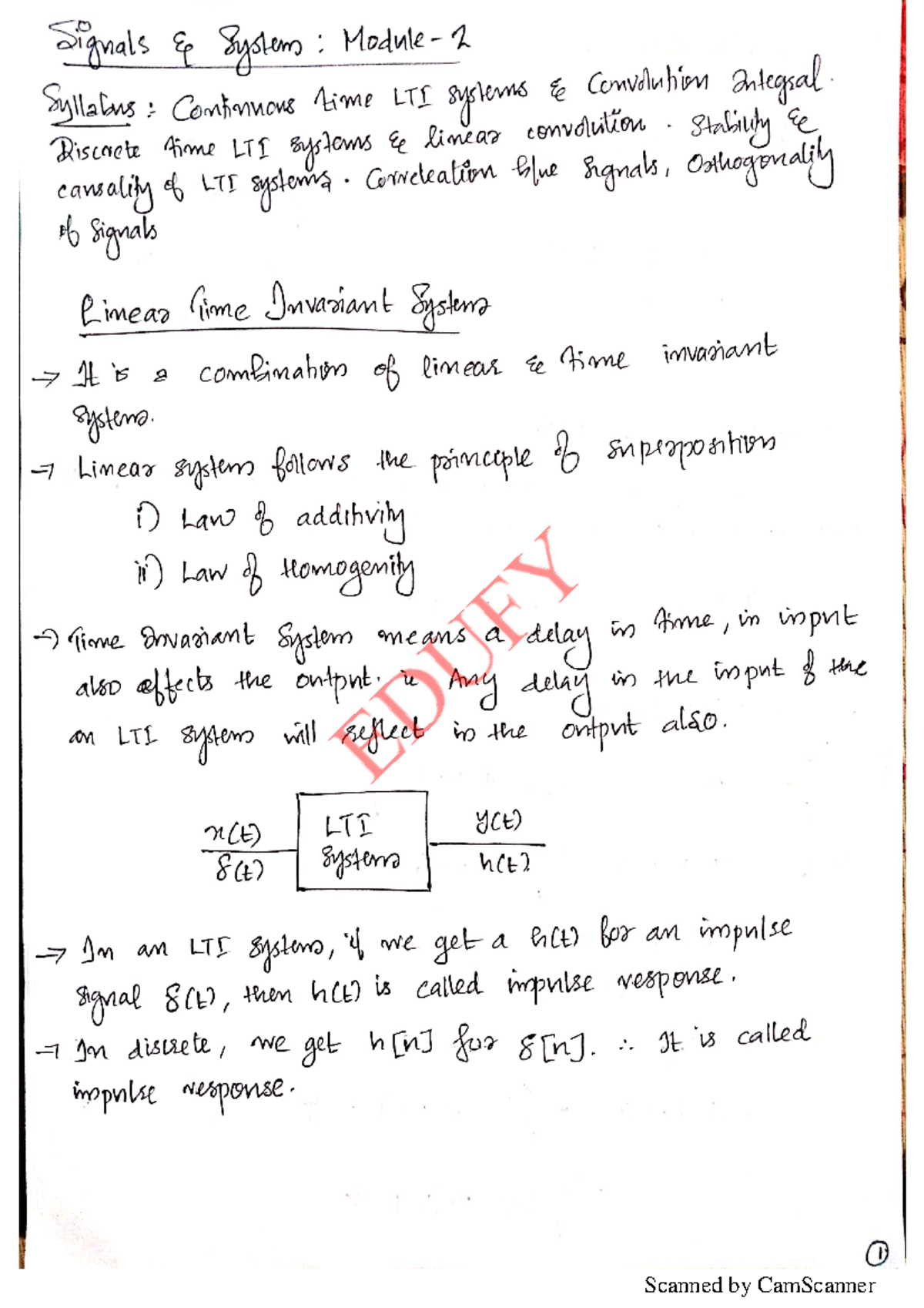 Signals and systems - Signals System: Module 2 Syllabus: Continuous time LTI systems E ...