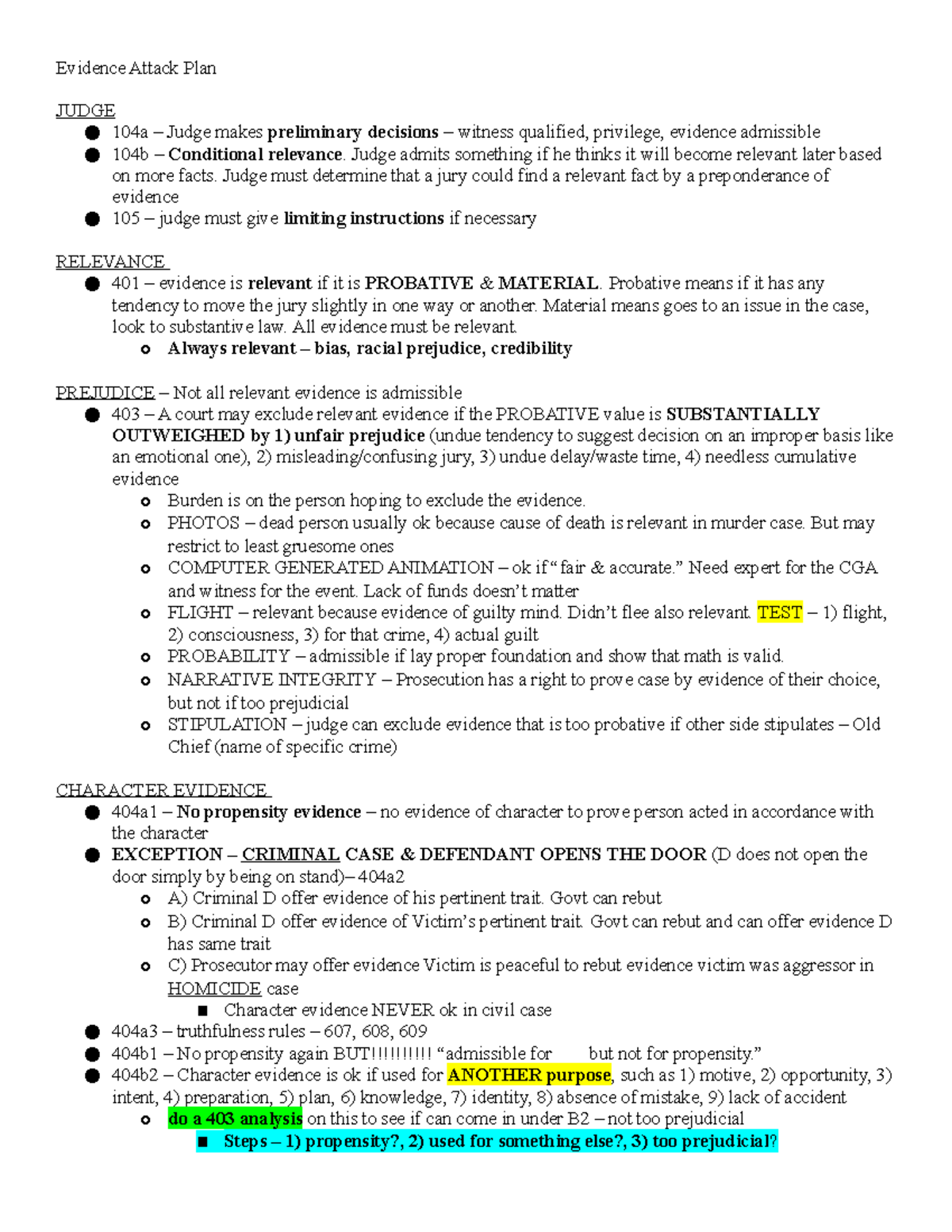 Evidence Attack Plan - Judge admits something if he thinks it will ...