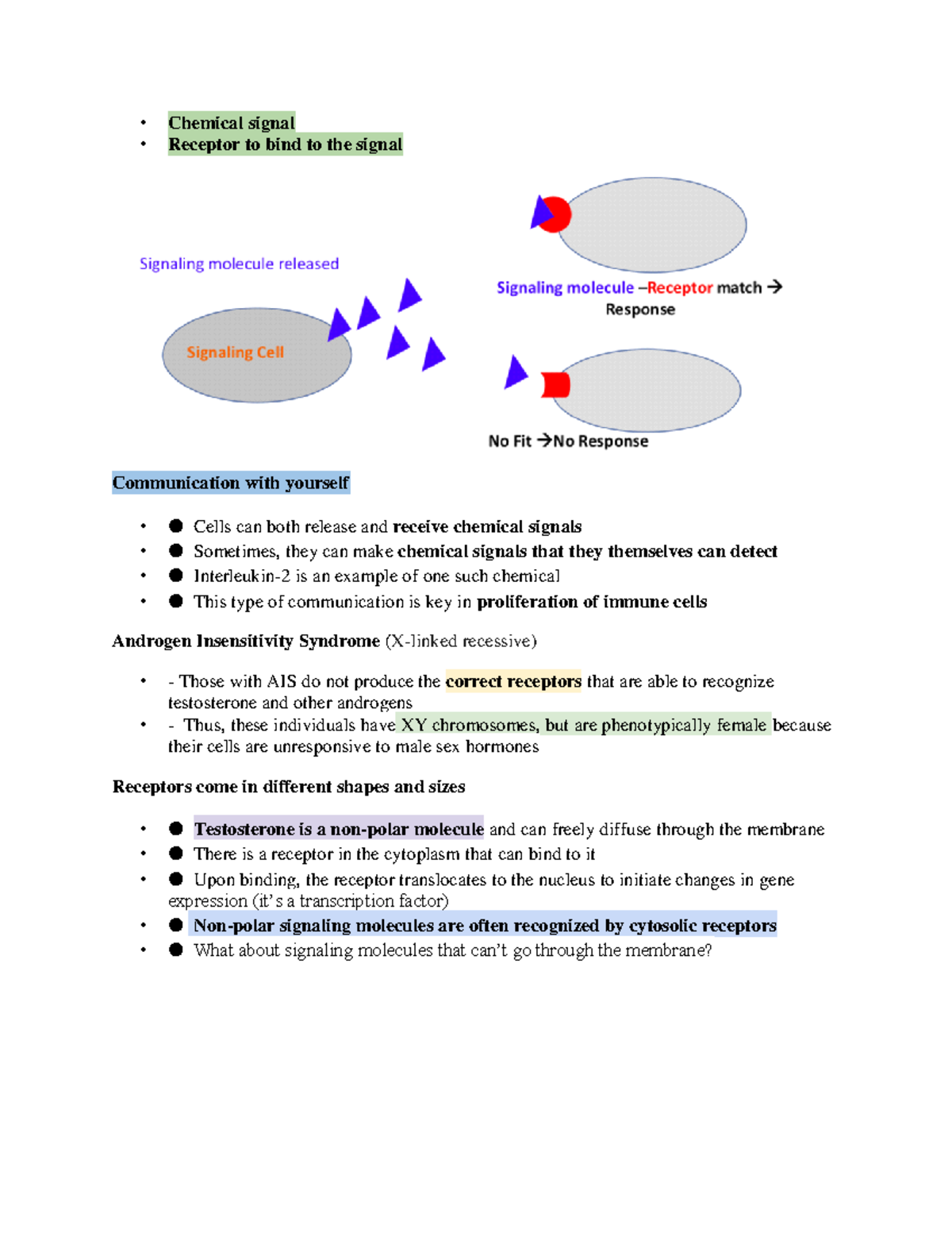 PART 2 of Lec 12 April 2 - Chemical signal Receptor to bind to the ...