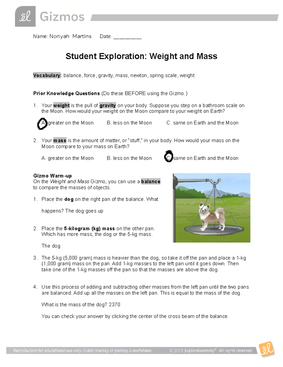 Weight Mass copy - Yuuuu - Name: Noriyah Martins Date ...