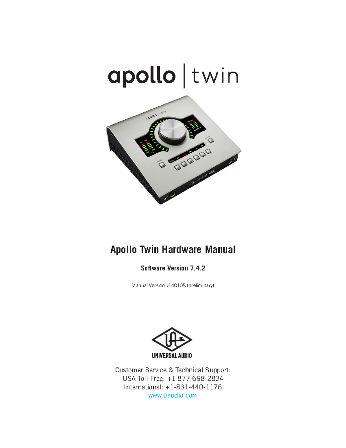Apollo twin manual - Apollo Twin Hardware Manual Software Version 7 ...