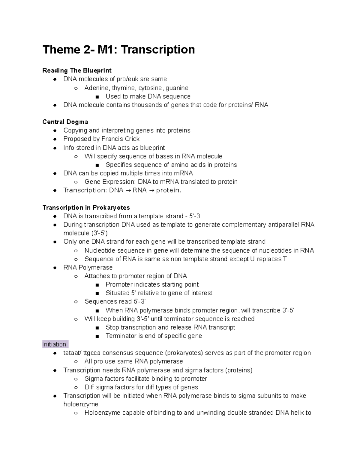 Theme 2- M1 Transcription - Theme 2- M1: Transcription Reading The ...