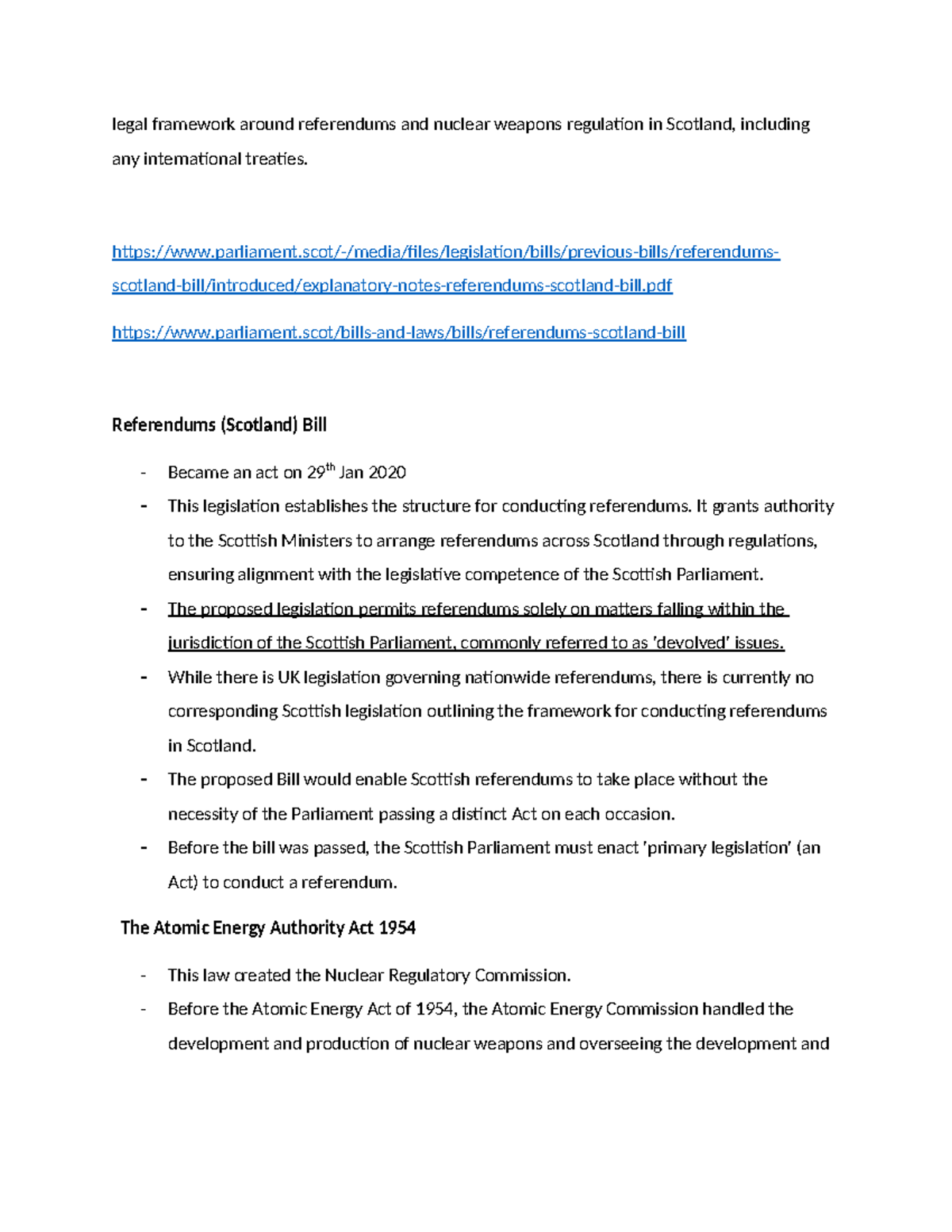 Legal framework around referendums and nuclear weapons regulation ...