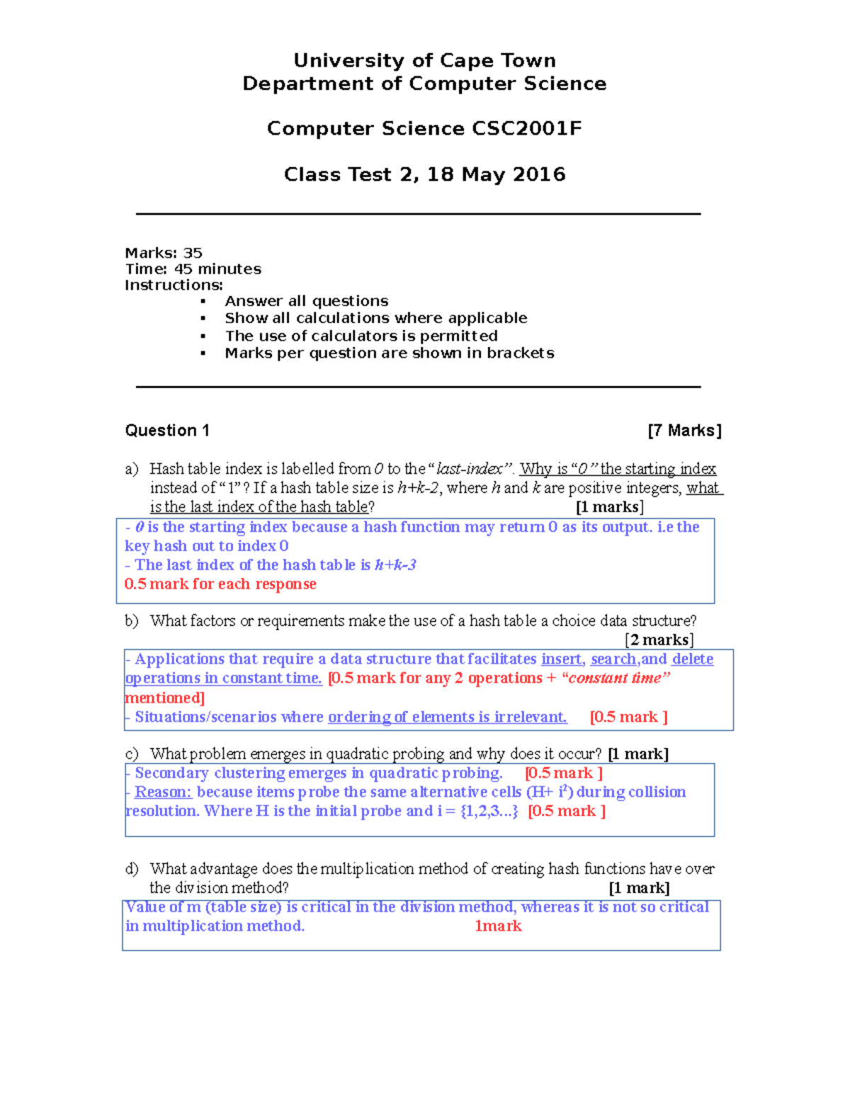 CSC2001 F Test2 2016 Solutions - University of Cape Town Department of ...