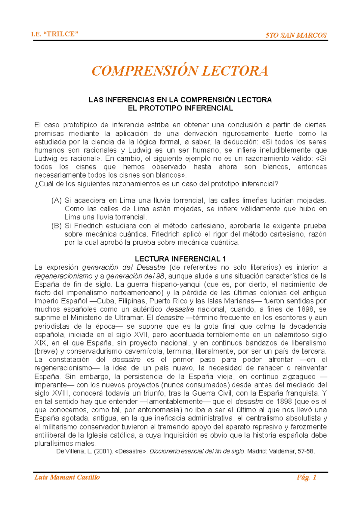 Inferencias (Comprensión lectora) - COMPRENSIÓN LECTORA LAS INFERENCIAS ...