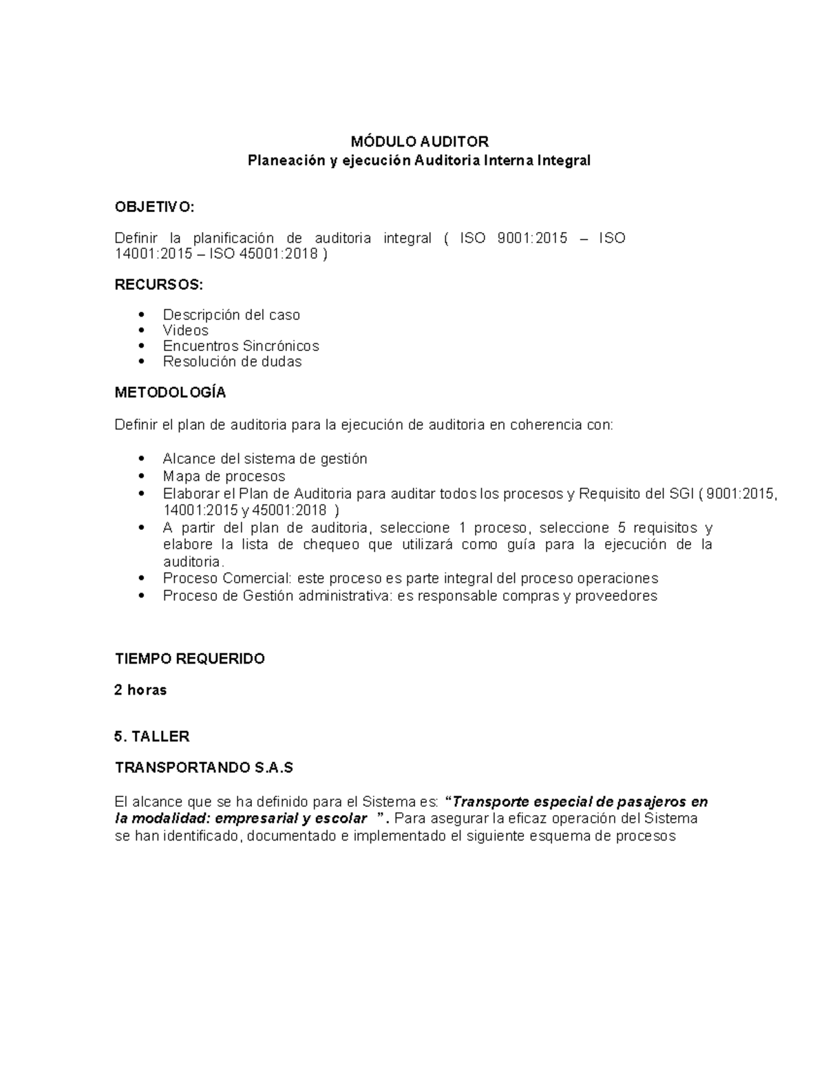 2. Plan de auditoria - kmkmk - MÓDULO AUDITOR Planeación y ejecución ...