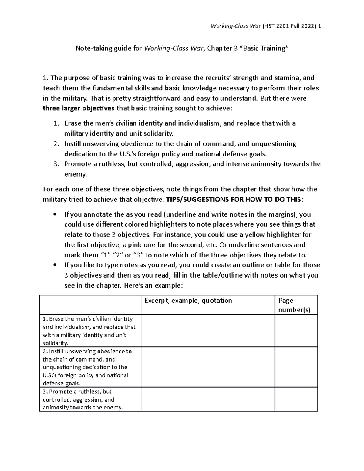 Chap 3 Working Class War note taking guide - Working-Class War (HST ...