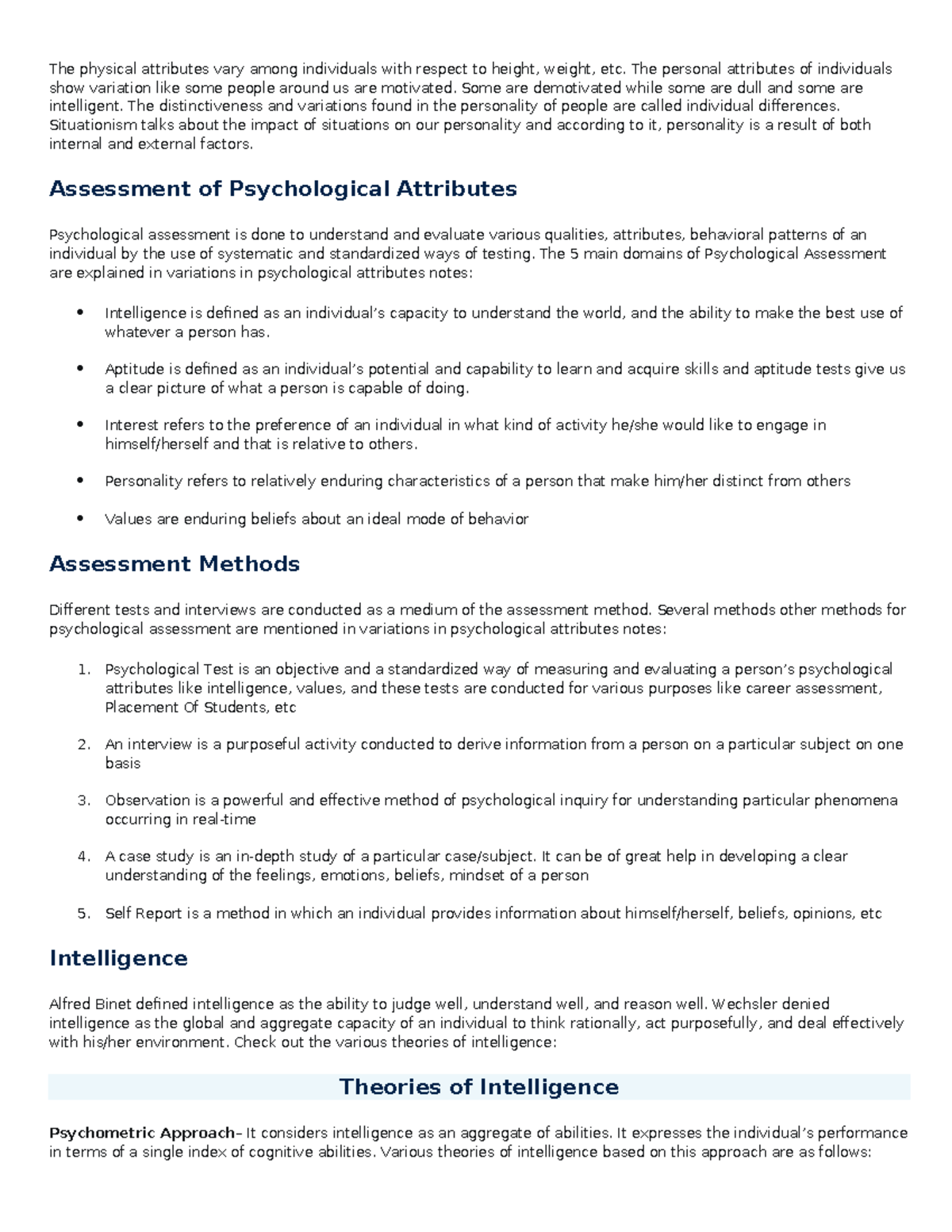 PSYCHOLOGICAL ATTRIBUTES - The physical attributes vary among ...