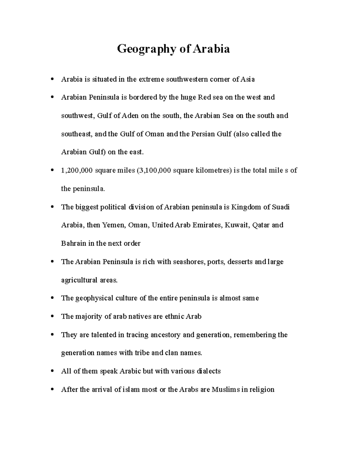 Geography of Arabia - Geography of Arabia Arabia is situated in the ...