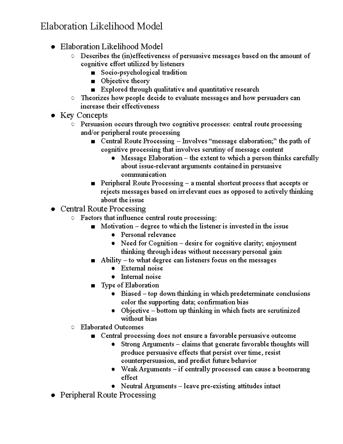 Comm 2020 Lecture Notes Chapter 15 - Elaboration Likelihood Model ...