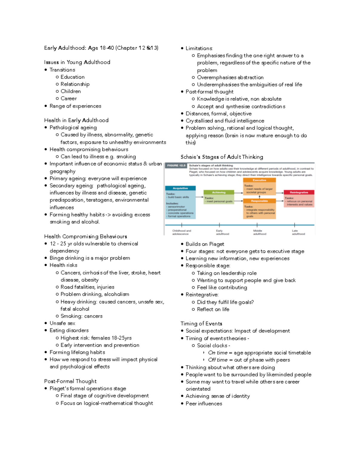 2. Early adulthood - Early Adulthood: Age 18-40 (Chapter 12 &13) Issues ...