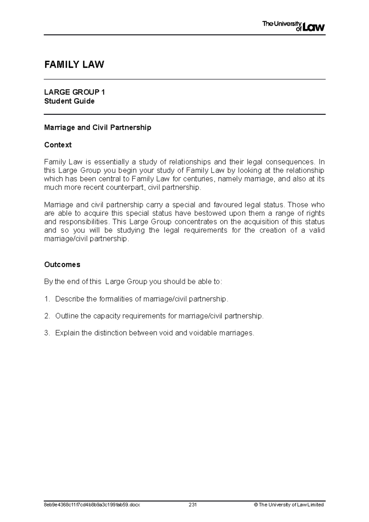 Family Law Large group 1 - FAMILY LAW LARGE GROUP 1 Student Guide ...