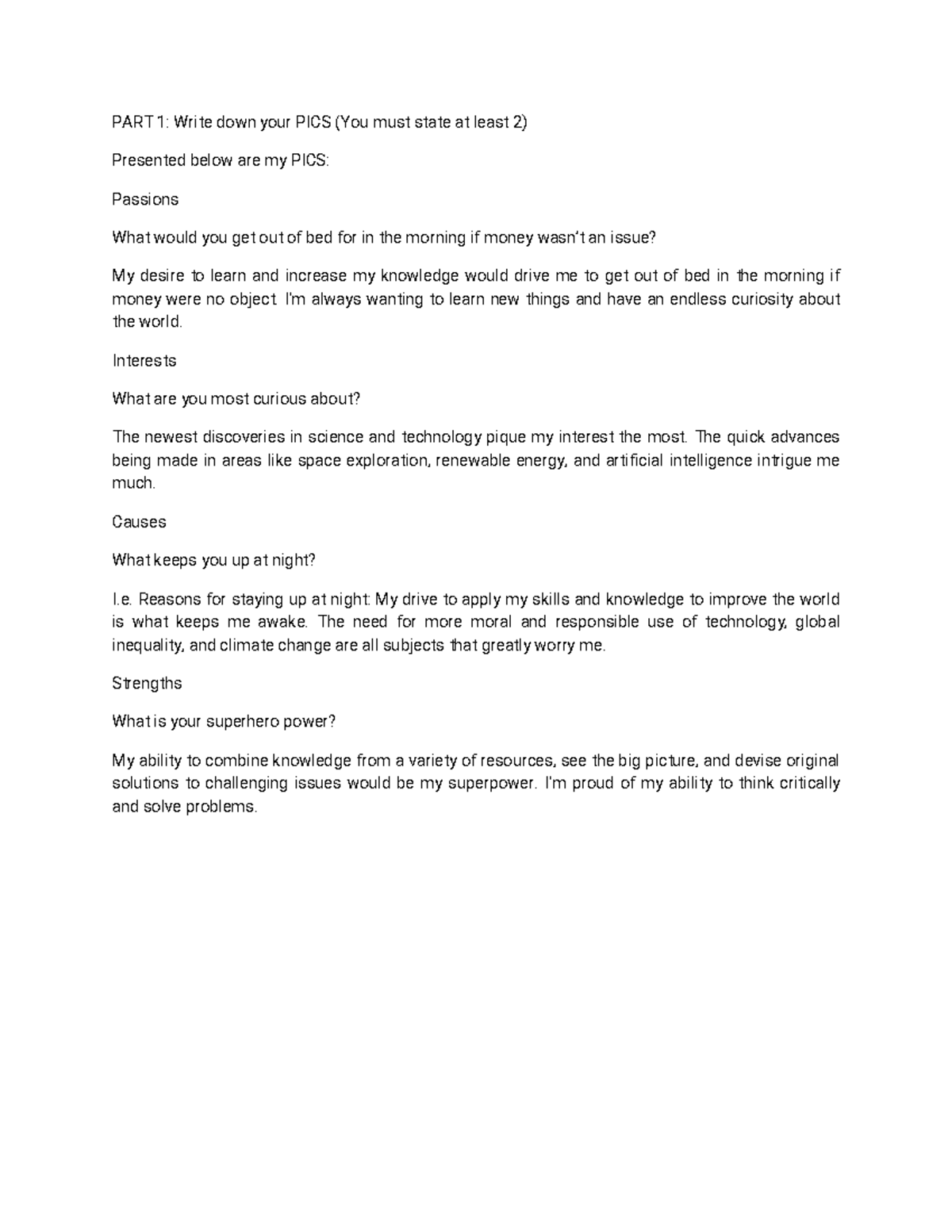 Milestone 02 Yadeno Girma Seyoum 30 - PART 1: Write down your PICS (You must state at least 2 ...