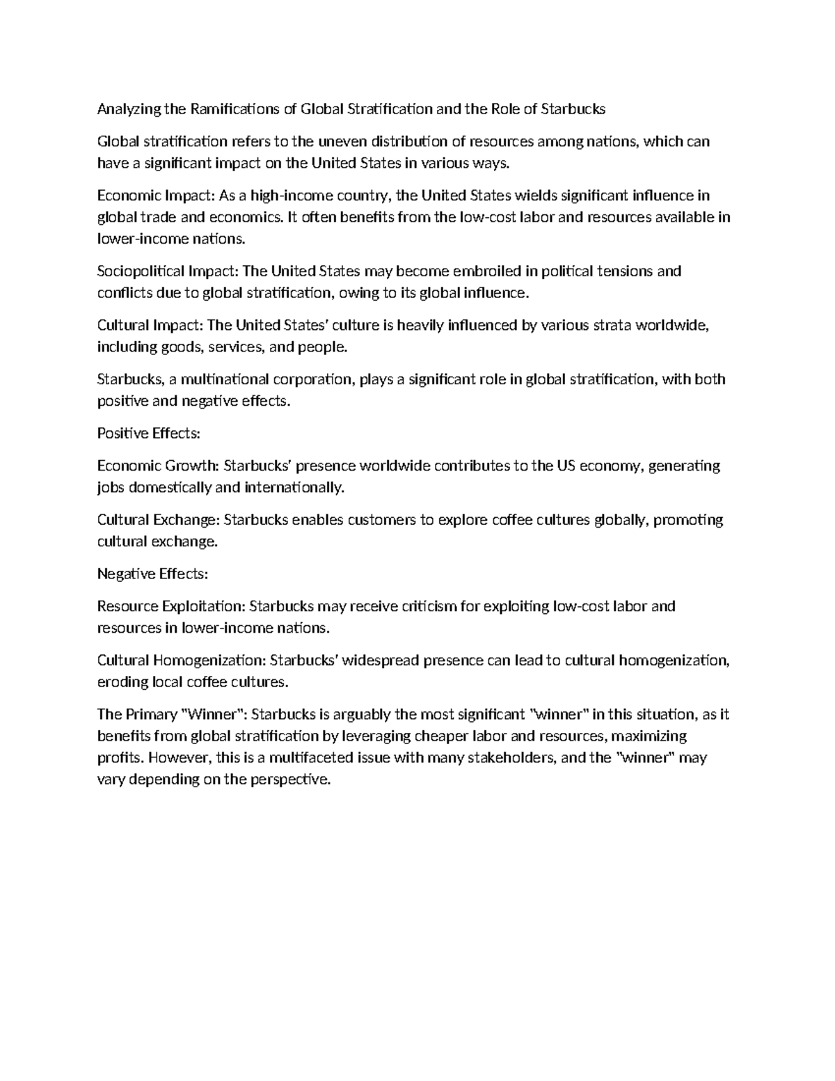 Document 255 - Outline - Analyzing the Ramifications of Global ...