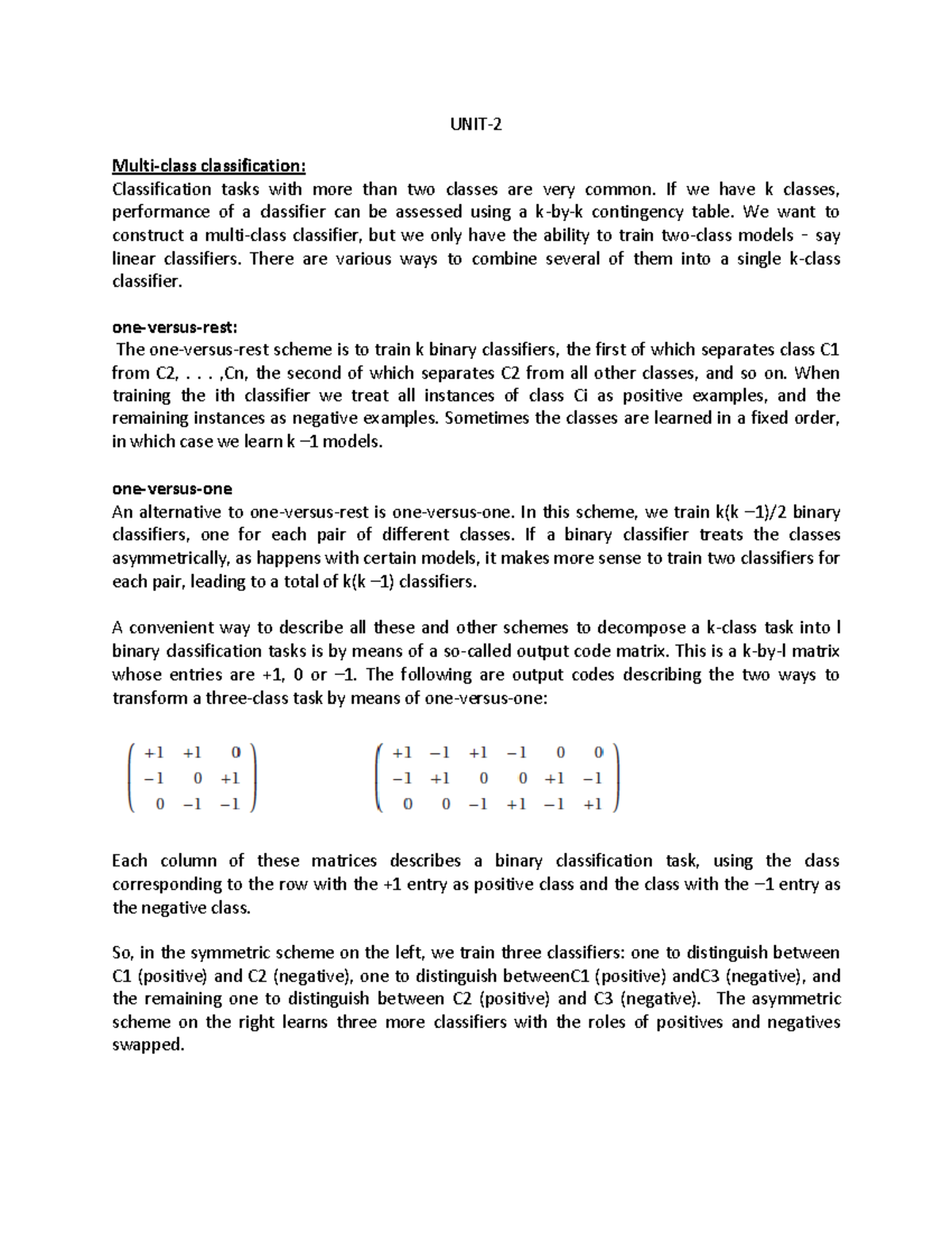 ML 2 - HSG HSG - UNIT- Multi-class classification: Classification tasks ...
