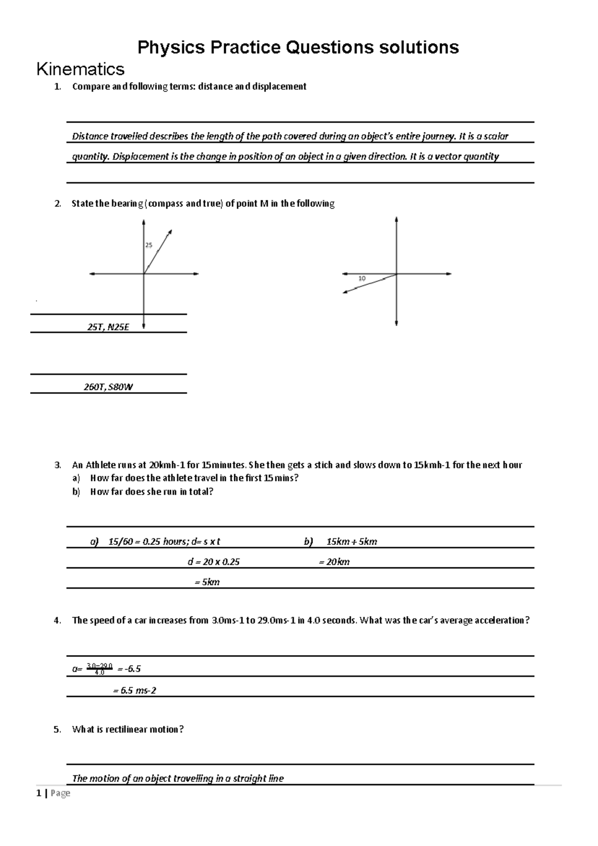 Sample/practice exam, answers - Physics Practice Questions solutions ...