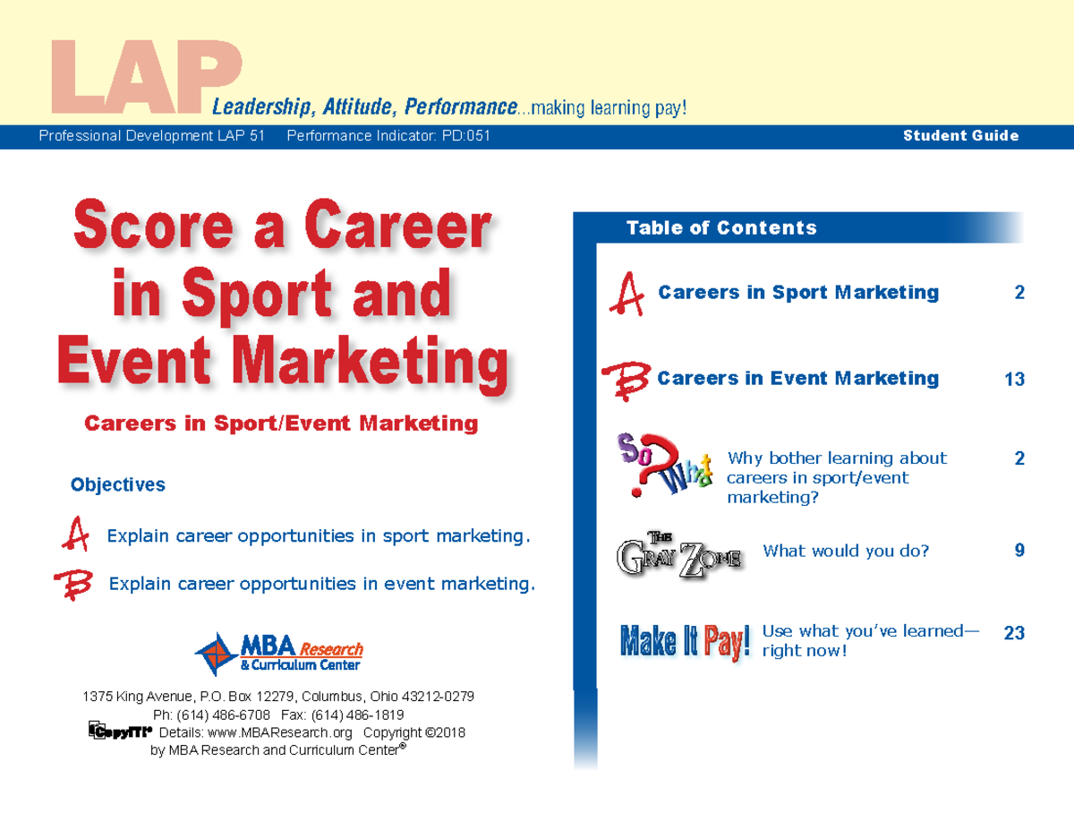 LAP PD 051 Scolor - yup - Explain career opportunities in sport ...