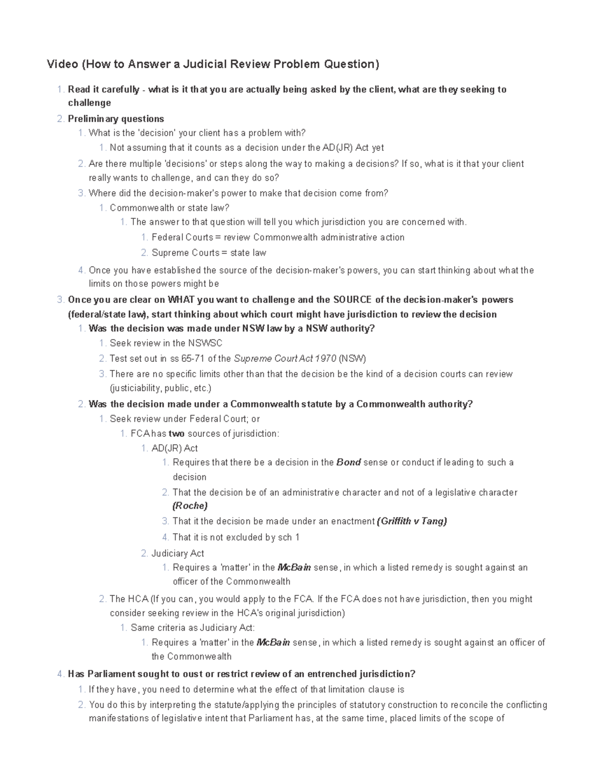 How to Answer a Judicial Review Problem Question - Federal Courts ...
