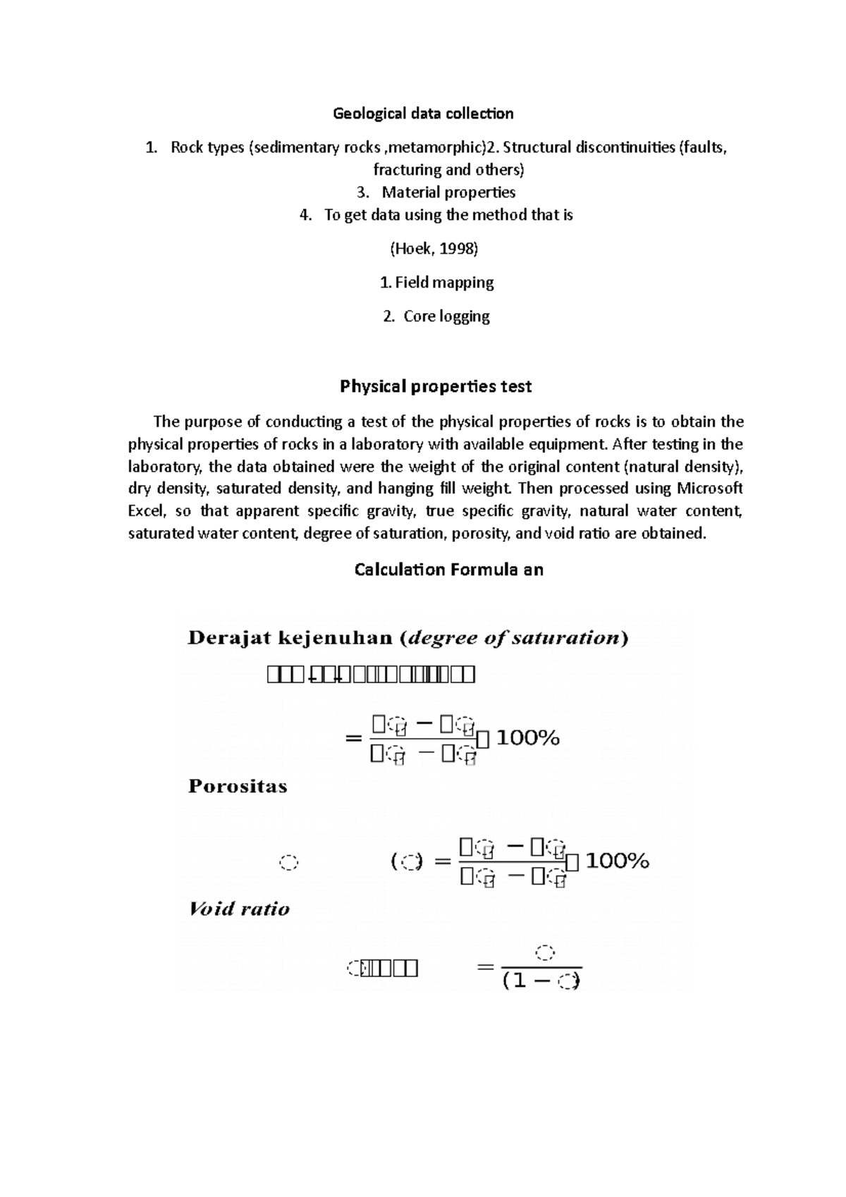 Geological data collection - Geological data collection Rock types ...