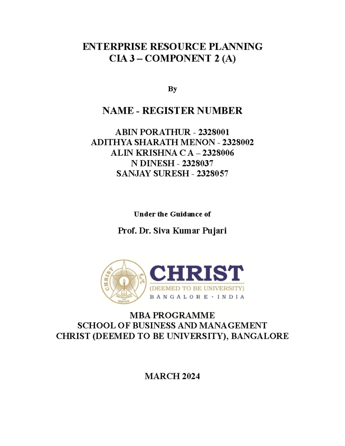 ERP CIA-3 2(A) Report - ptractice material - ENTERPRISE RESOURCE ...