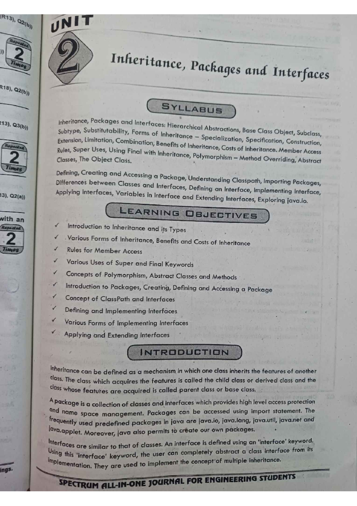 Java 2nd unti - Java unit 2 with all and every programs - ), UNIT Times Inheritance, Packages ...