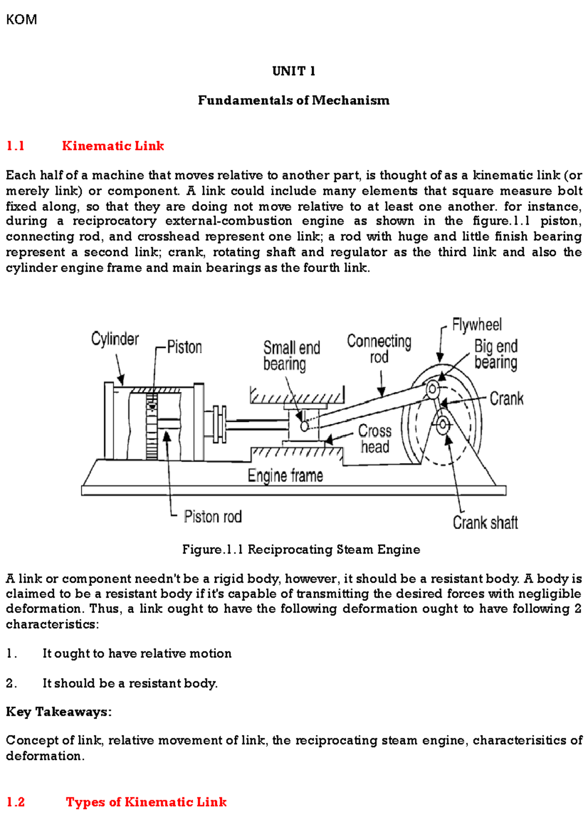 Unit 1 fundamentals of mechanism 3 - KOM UNIT 1 Fundamentals of ...