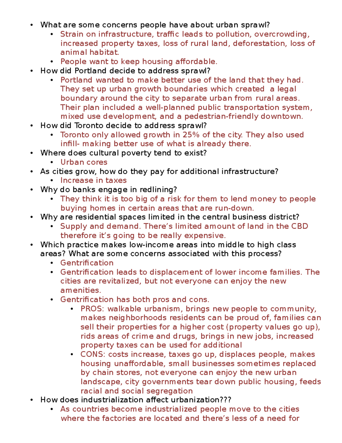 Rural areas - What are some concerns people have about urban sprawl ...