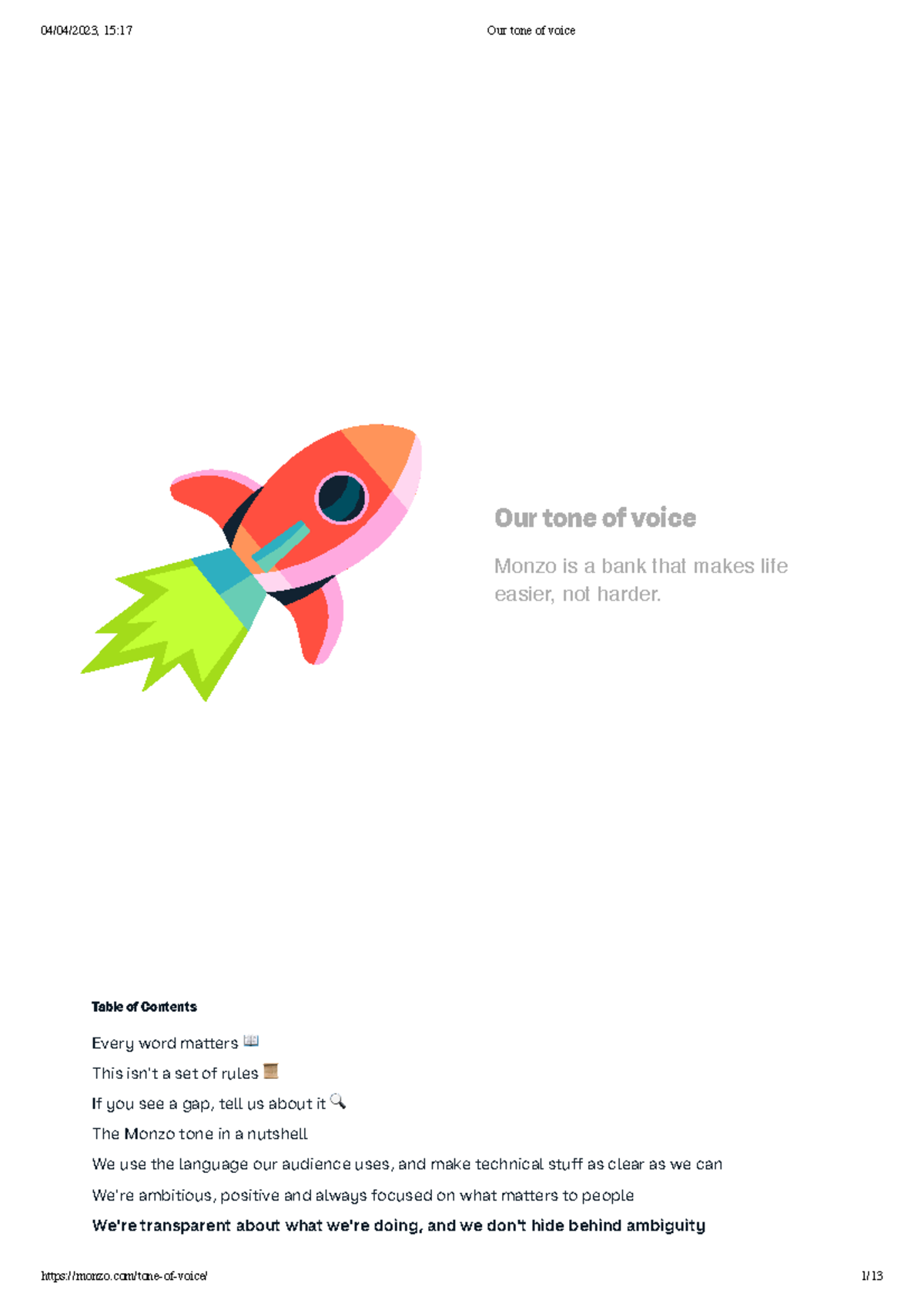 Our tone of voice - Table of Contents Every word matters 📖 This isn't a ...