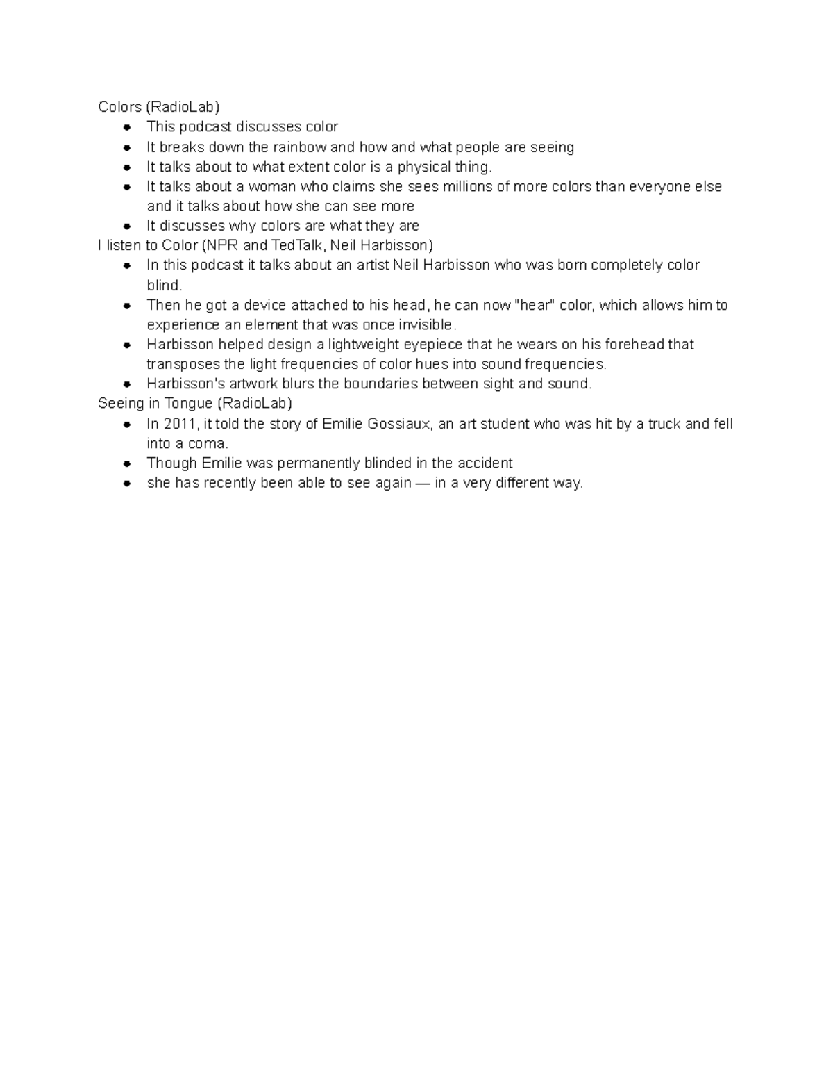 Podcast Sensation and Perception - Colors (RadioLab) This podcast ...